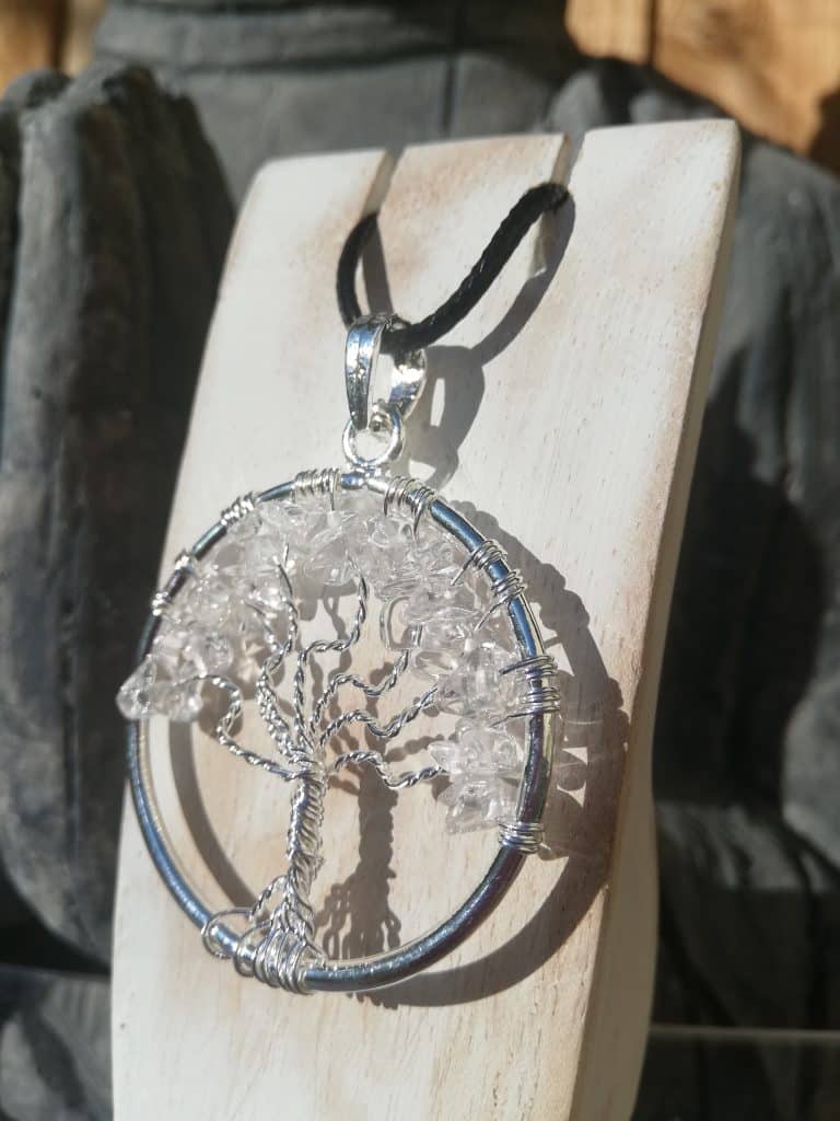 COLGANTE ÁRBOL DE LA VIDA CON CUARZO - Azabache minerales